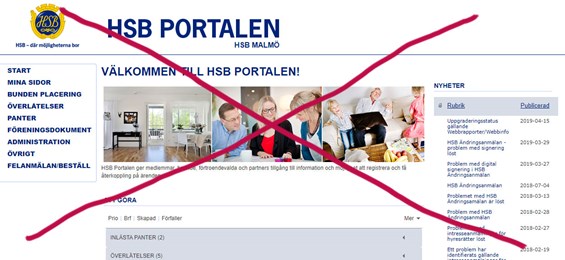 HSB Portalen stänger 2 november