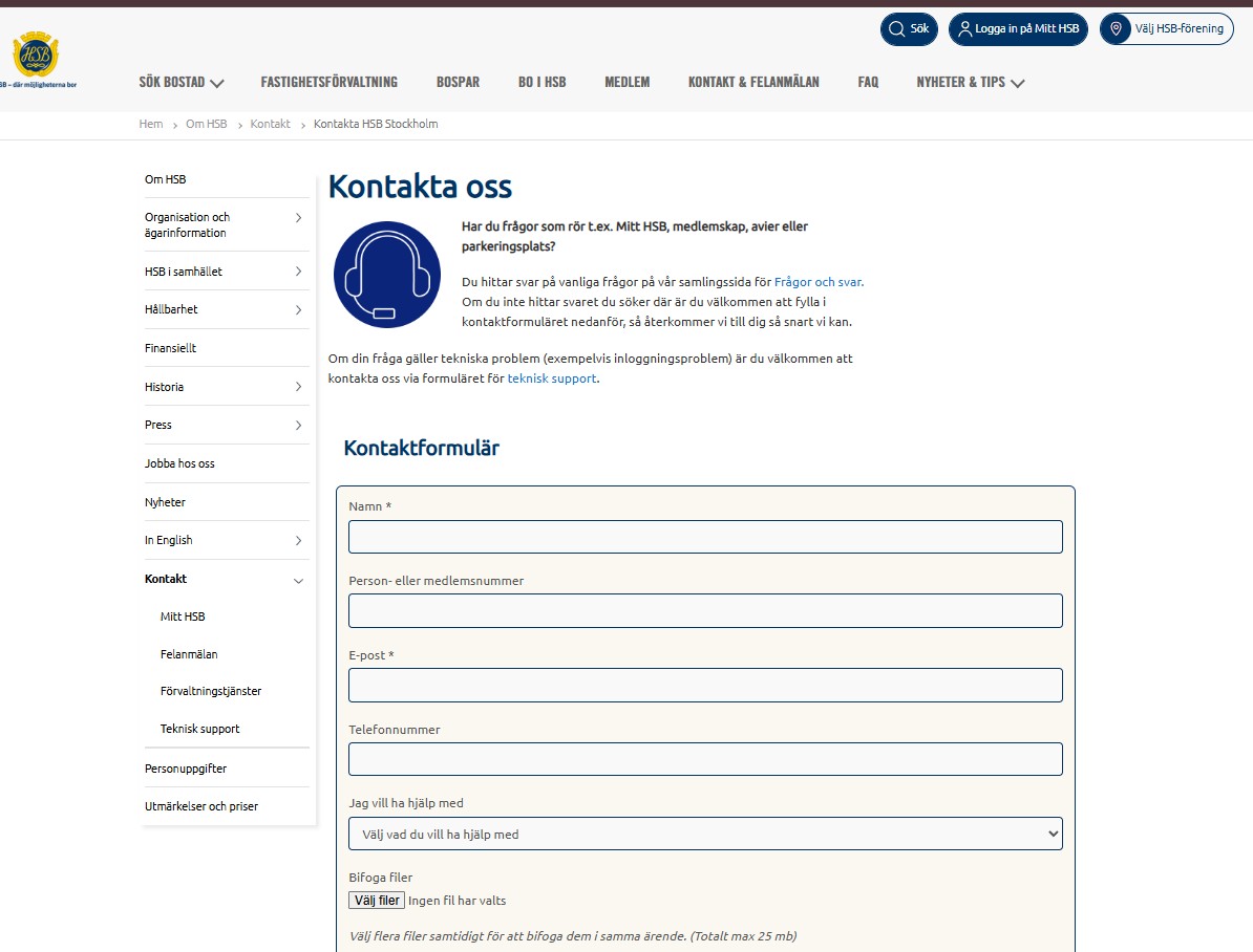 Registrera dina uppgifter via "Mitt HSB"