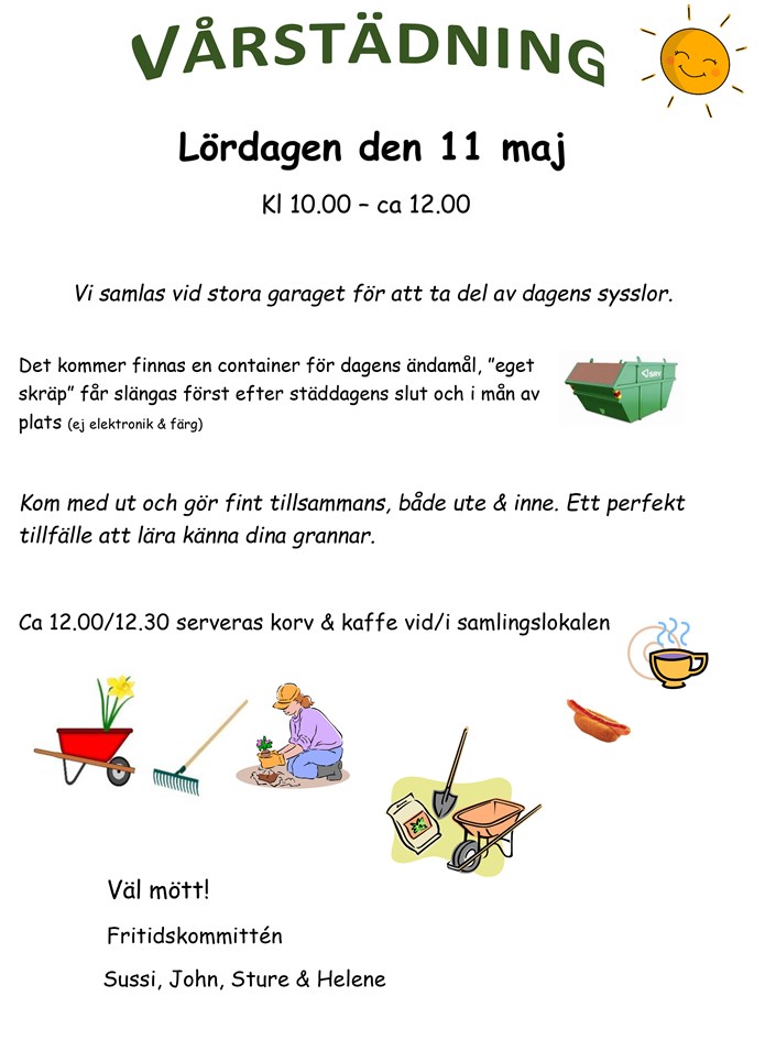Välkommen till vårstädning lördag den 11 maj