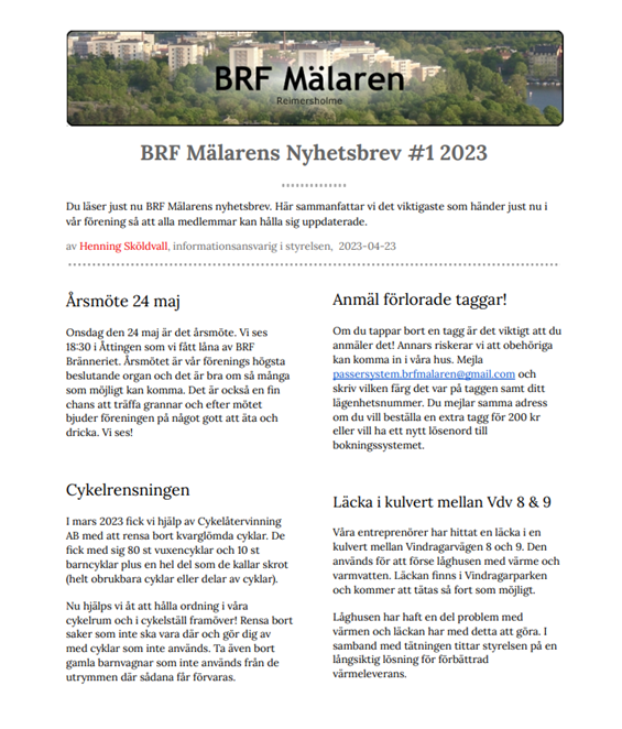 Nyhetsbrev 1/2023