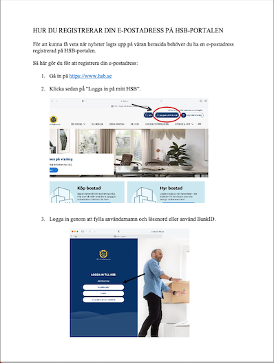 Hur du registrerar din e-postadress på HSB-portalen