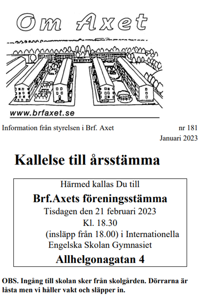 Ny "Om Axet" ute med kallelse till årsmöte