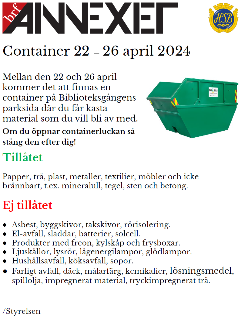 Container 22- 26 april 2024