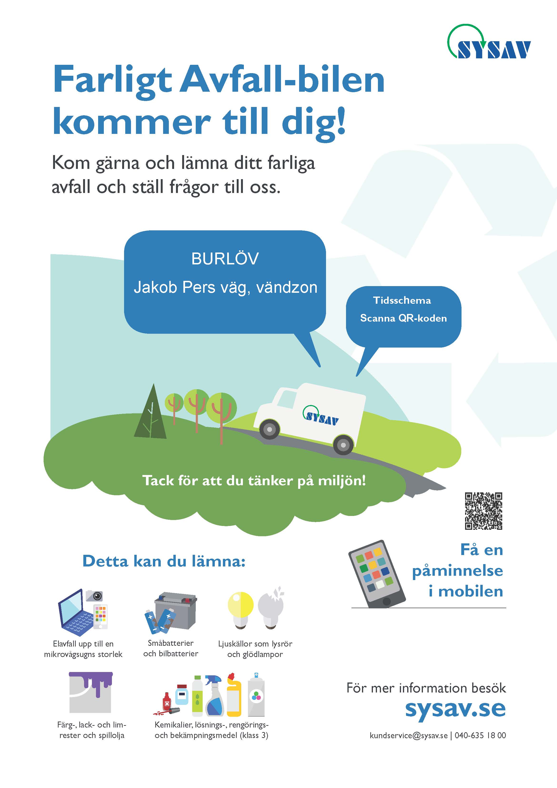 Farligt Avfall-bilen kommer till dig