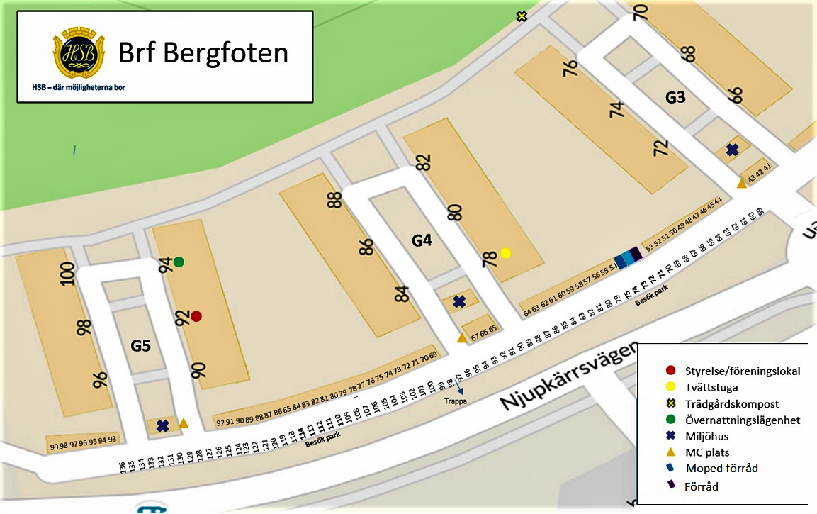 Parkering/Garage karta Gård 3 till 5