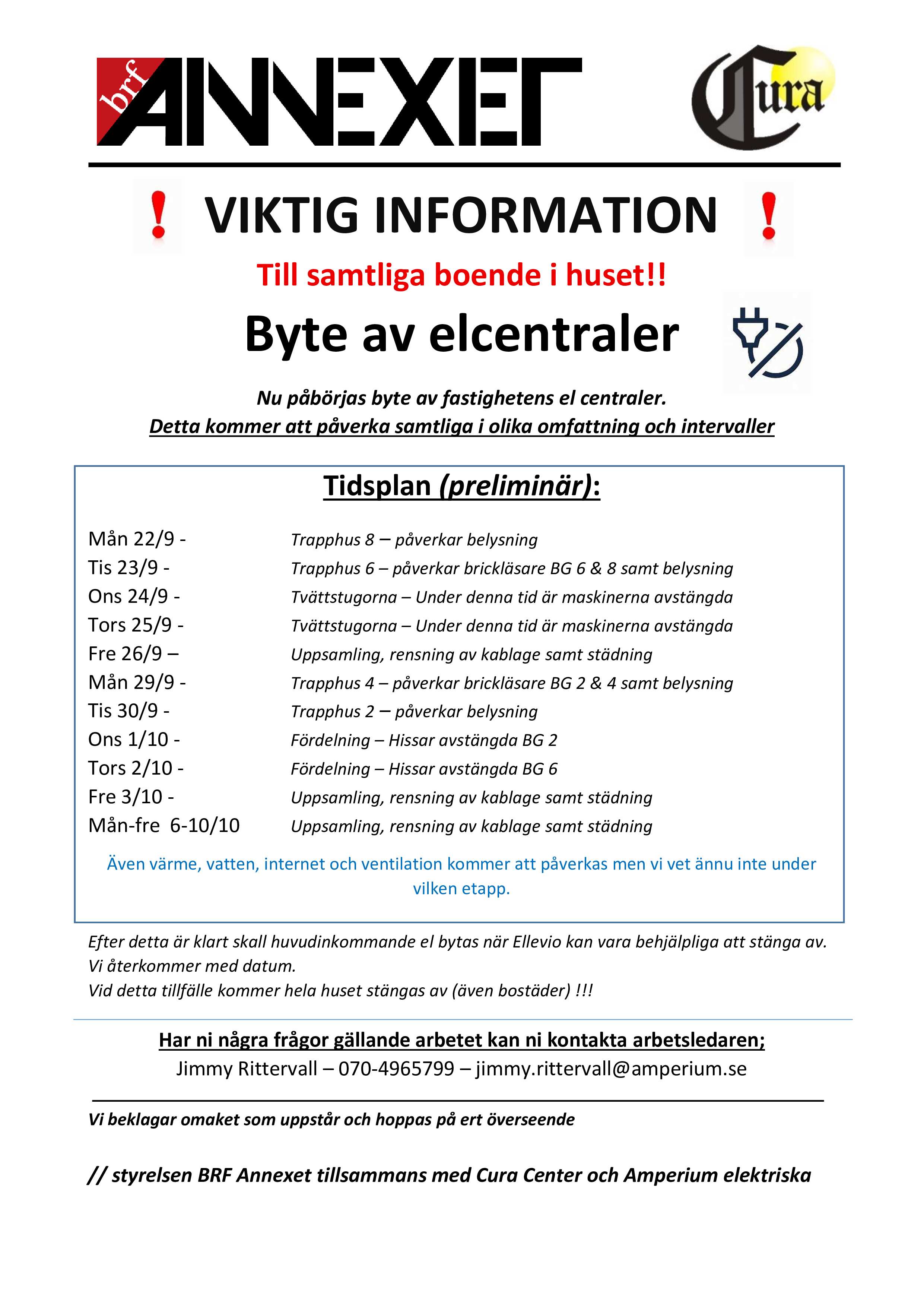Byte av Elcentraler